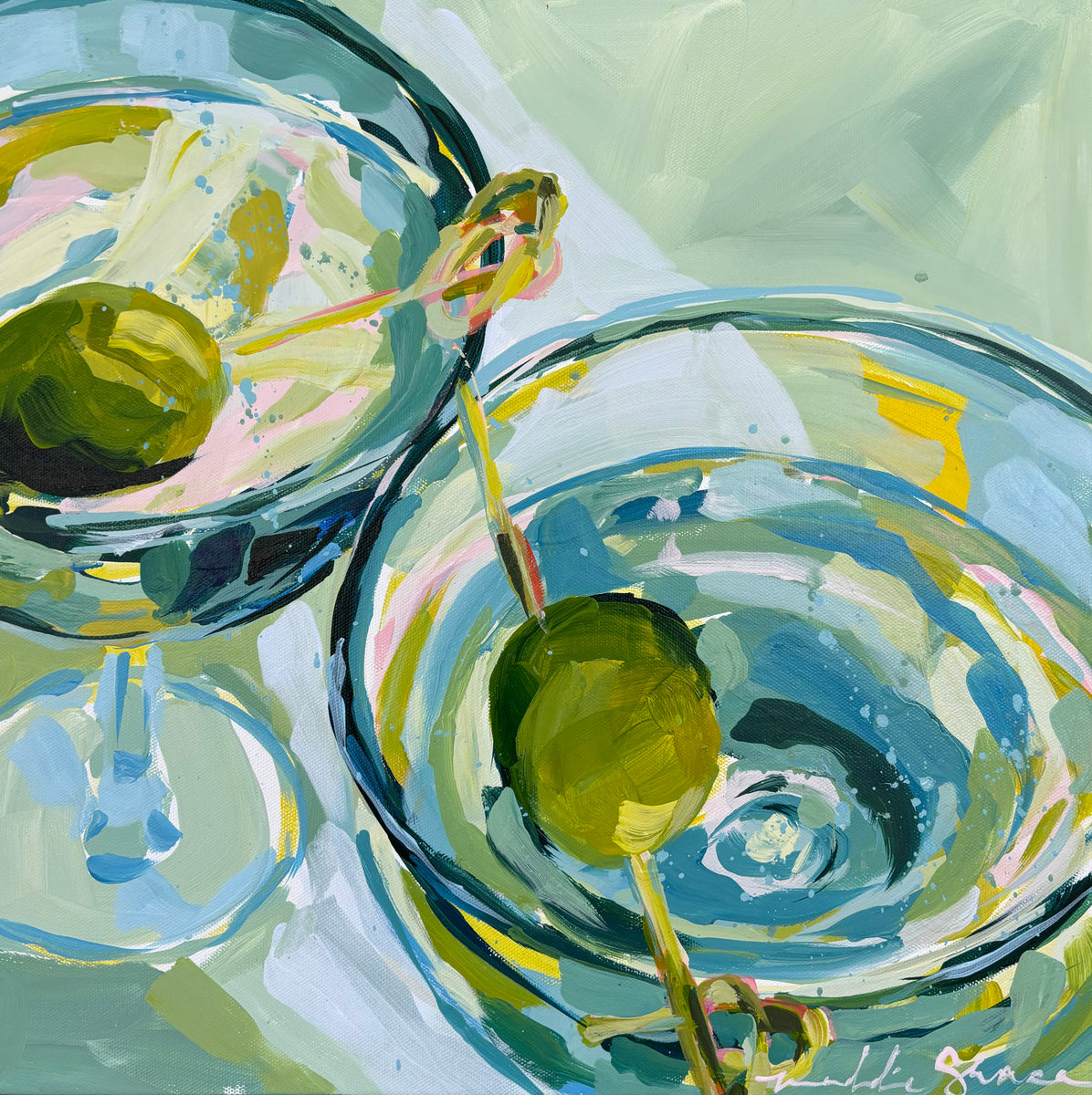Two Martinis, 16x16 – Maddie Grace Art
