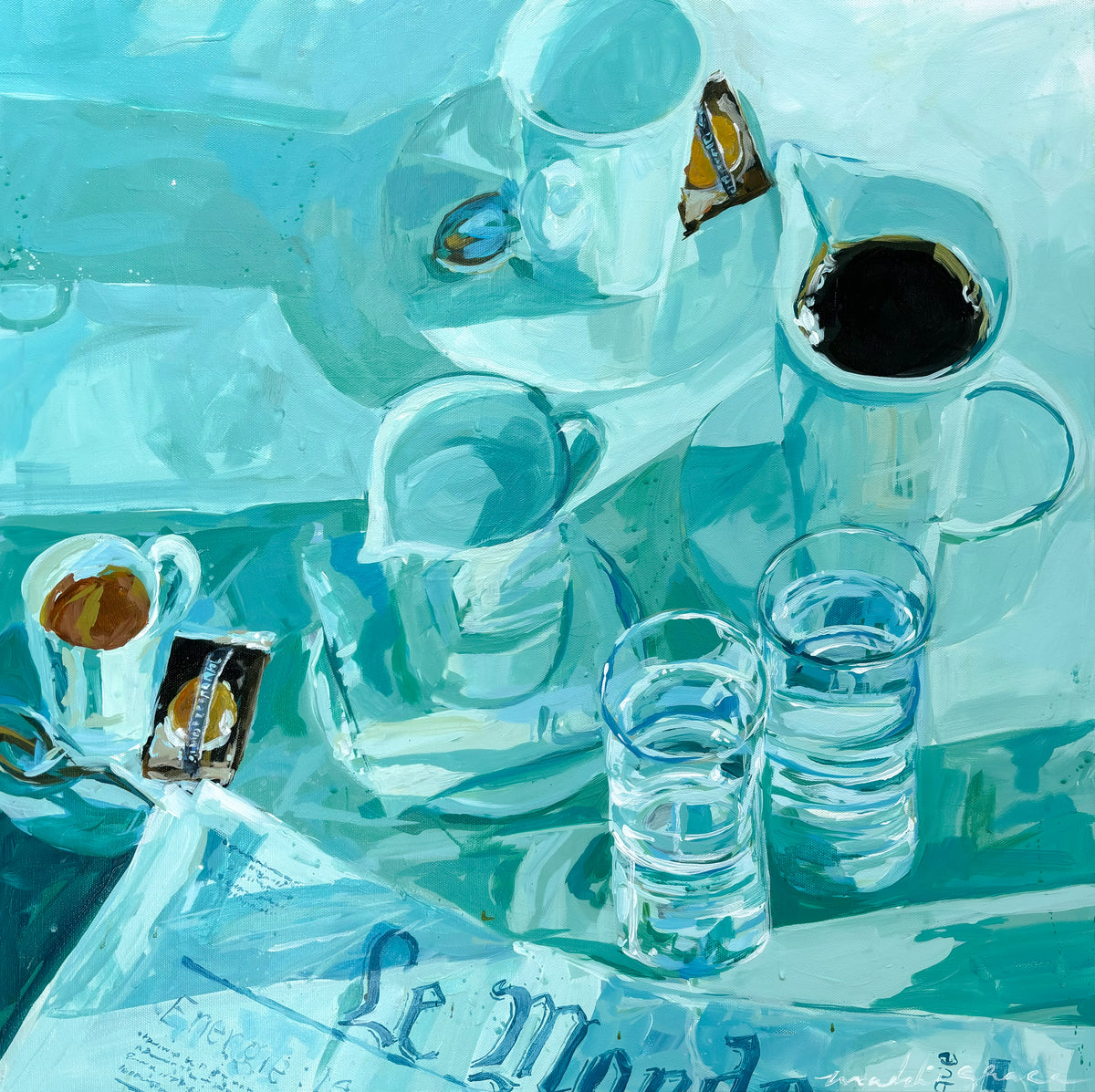 Morning Headlines in Paris, 24 x 24" – Maddie Grace Art