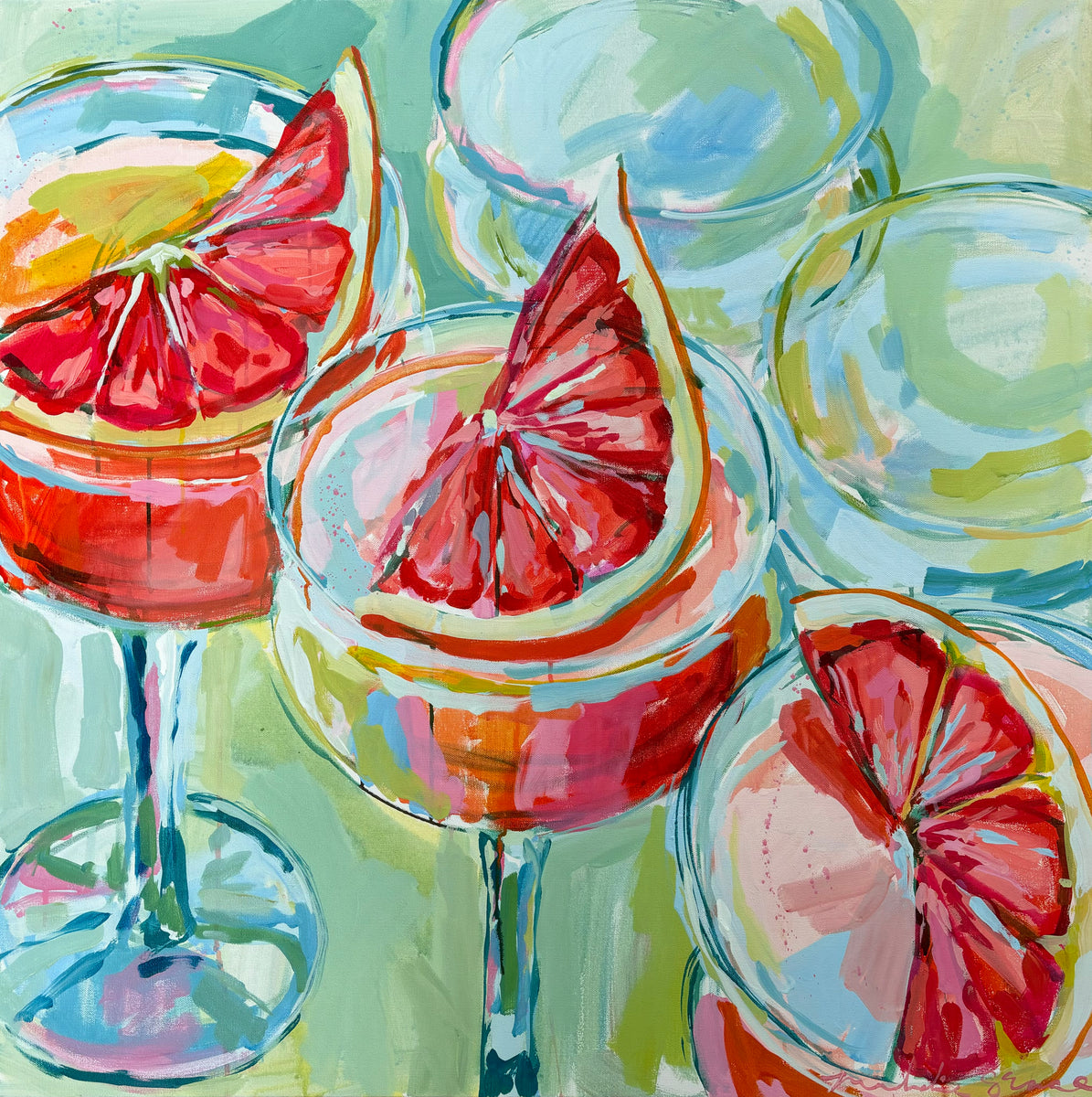 Ruby Red Martinis, 36x36” – Maddie Grace Art